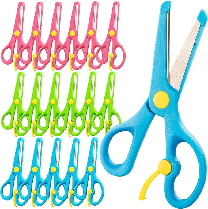 Kids Scissors, preschool 5 Inch Blunt Tip Anti-Pinch Shears, Left and ...