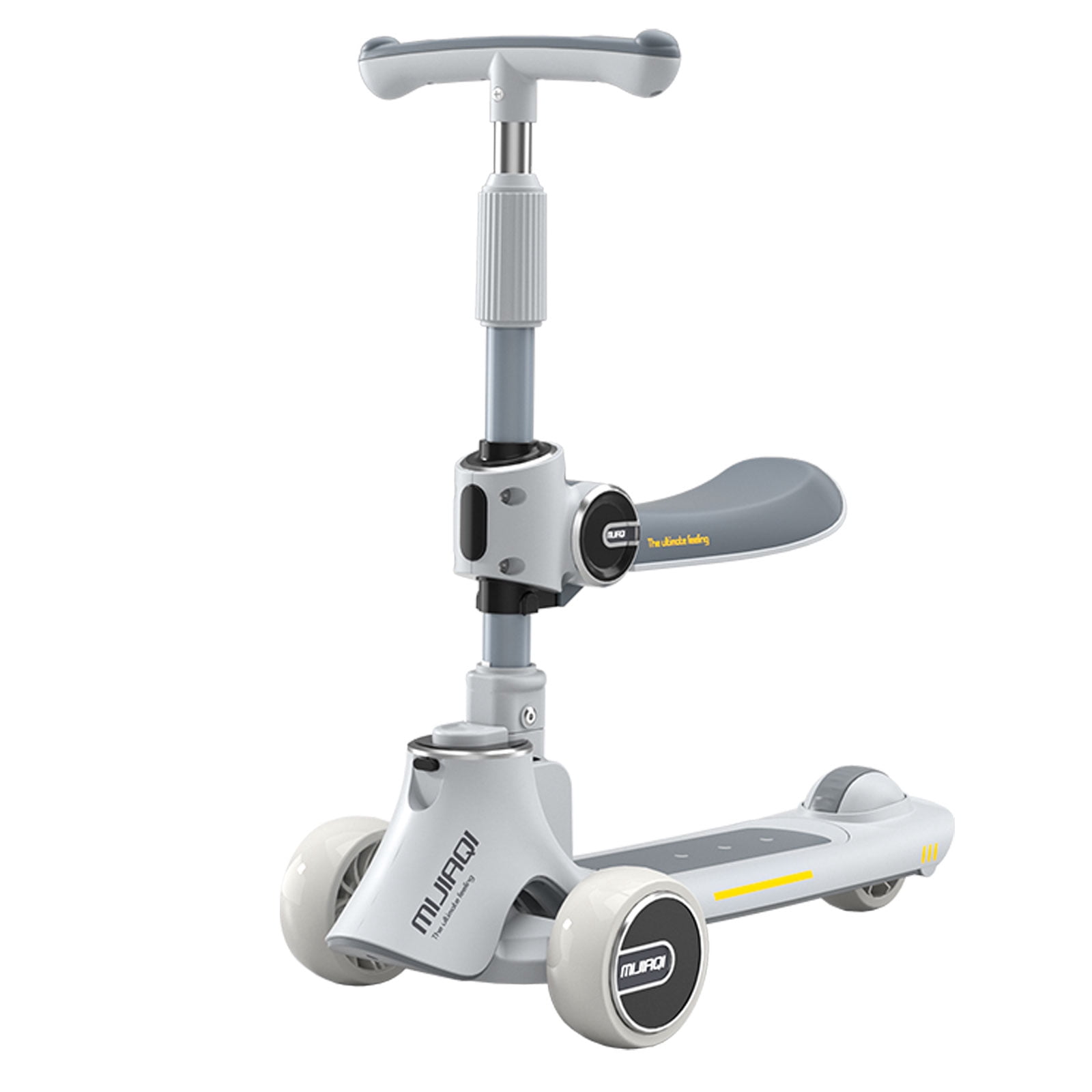Kids Scooter with Foldable/Removable Seat - Adjustable 4-Height 3-Wheel ...