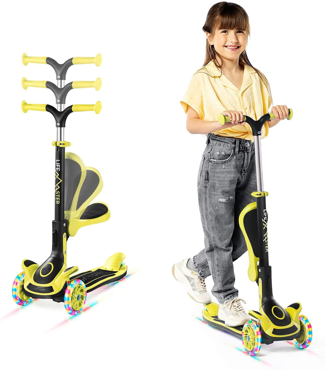 Lifemaster Kids Scooter LED Wheel Lights - Adjustable Handlebar ...