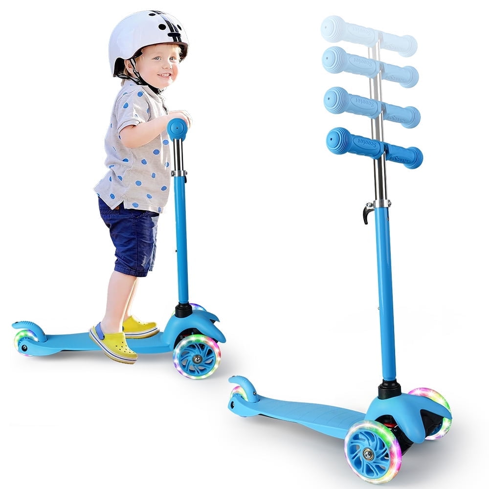 Swfoer Kids 3 Wheel Kick Scooter with Adjustable Height LED Light Up ...