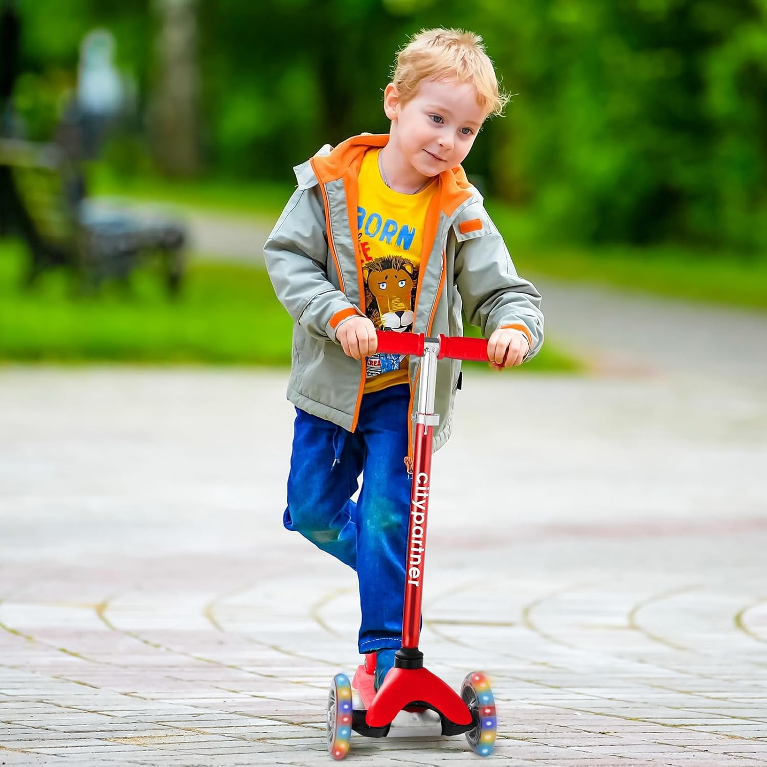 Kids Scooter with LED Wheels, 3 Adjustable Handlebars for Ages 2-5 ...