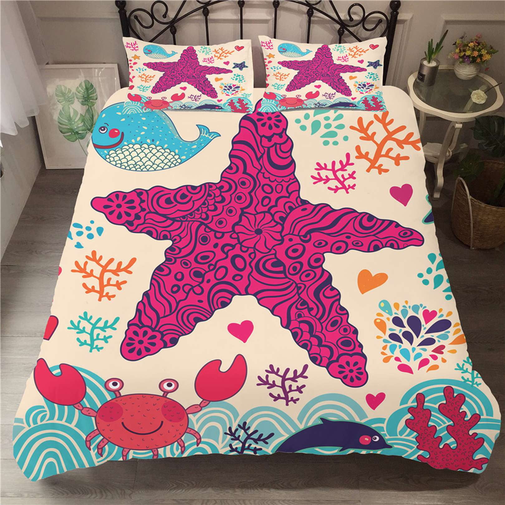 Kids Sea Animal Duvet Cover Set Shark Fish Turtle Whale Octopus Comforter Cover Marine Life ...