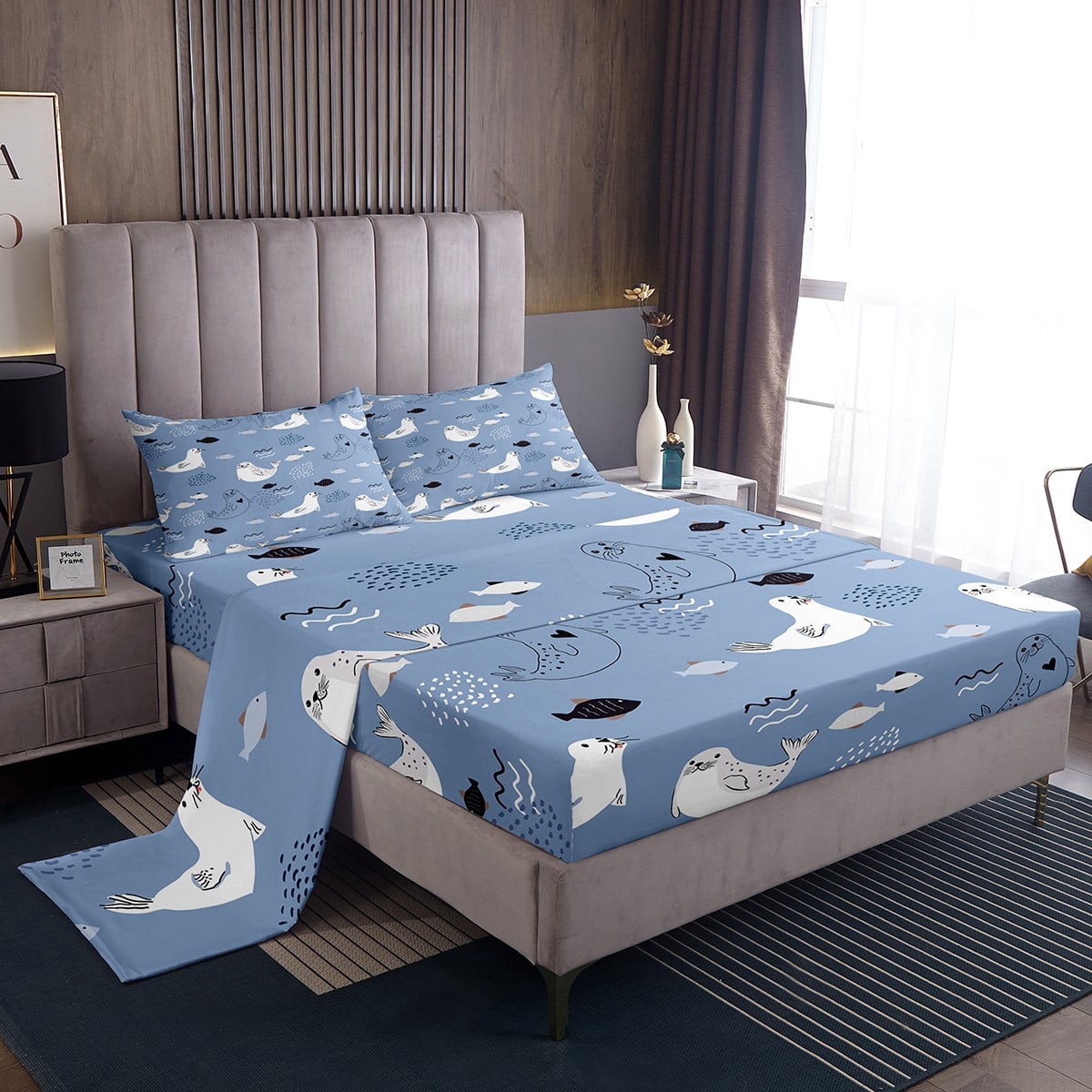 Kids Sea Lions Full Size Sheet Set for Teenage Boy Girl, Ocean Animal ...