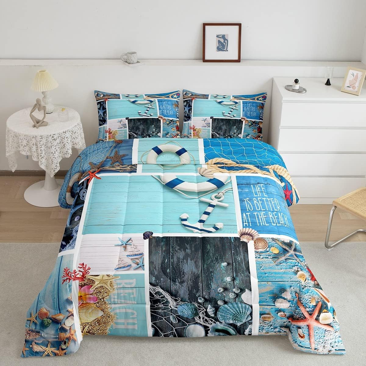 Kids Sea Turtle Comforter Set Twin Watercolor Tortoise Bedding Set ...