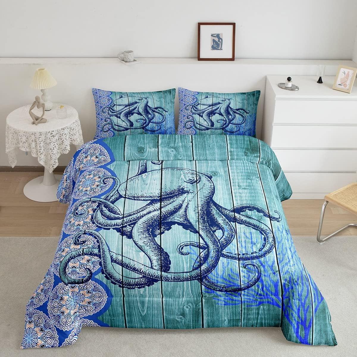 Kids Sea Turtle Comforter Set Twin Watercolor Tortoise Bedding Set ...