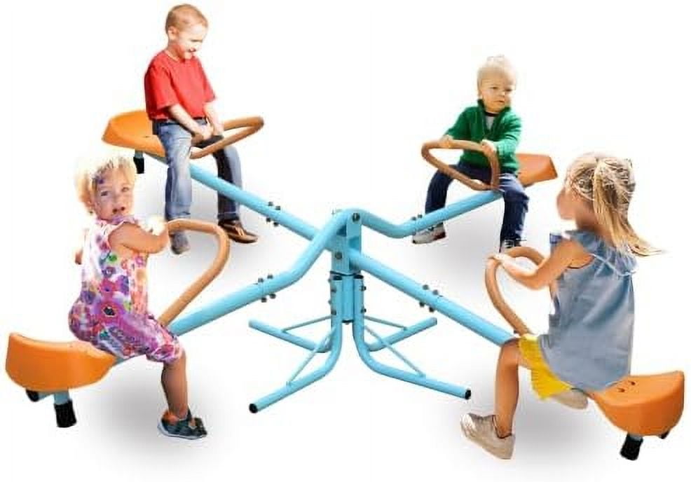 Kids Seesaw, 4 Seats 360 Degree Spinning Seesaw, Rotary Swing Car ...
