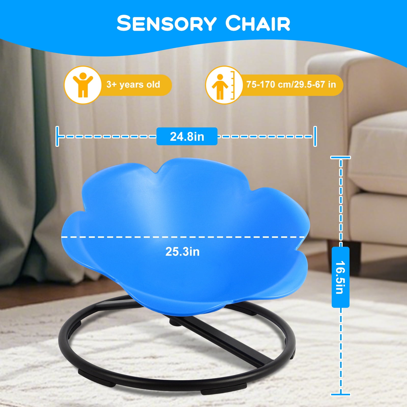 Kids Sensory Chair, Spinning Chair for Autistic Kids, 360° Sit and Spin ...