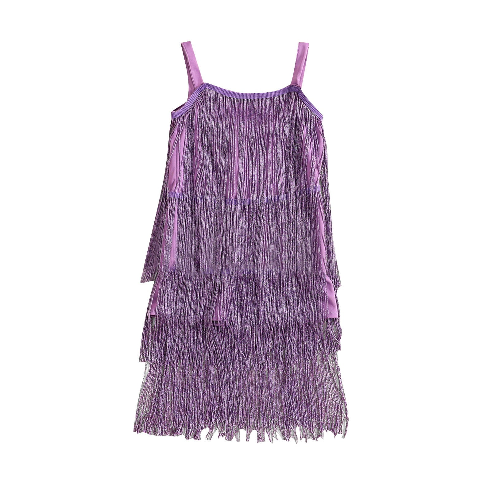 Kids Sequin Fringe Dress, Sparkling Tassel Sleeveless Layer Dance Dress ...