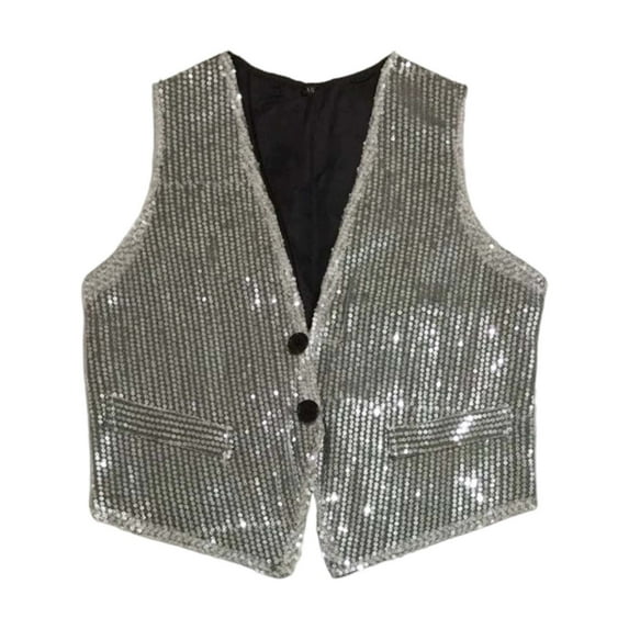 Kids Sequin Vest for Kids Sparkly Vest Sleeveless Silver Vest Hip Hop ...