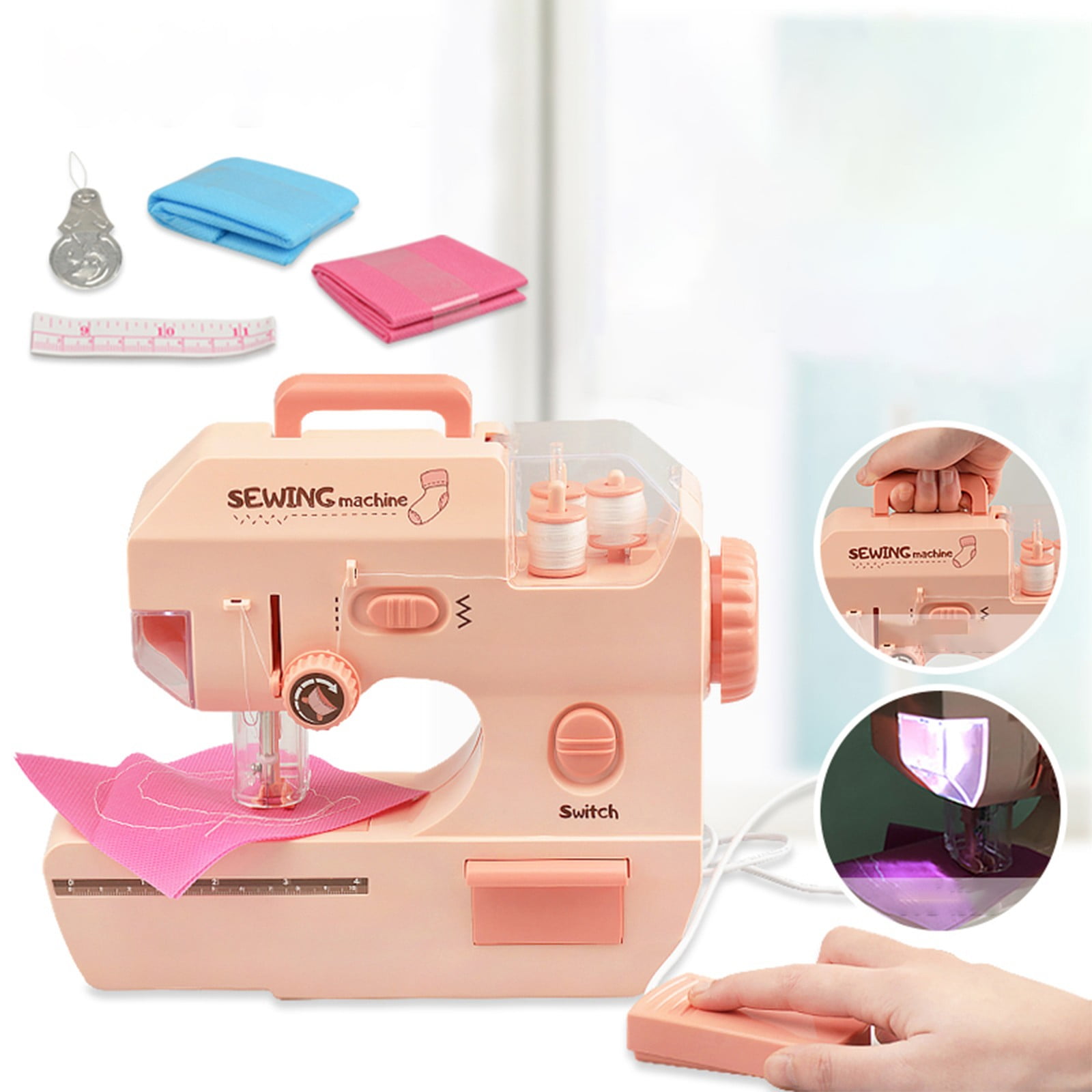 Kids Sewing Machine Toy Pink Electric Beginner Sewing Kit For Girls kids-sewing-machine-toy-pink-electric-beginner-sewing-kit-for-girls
