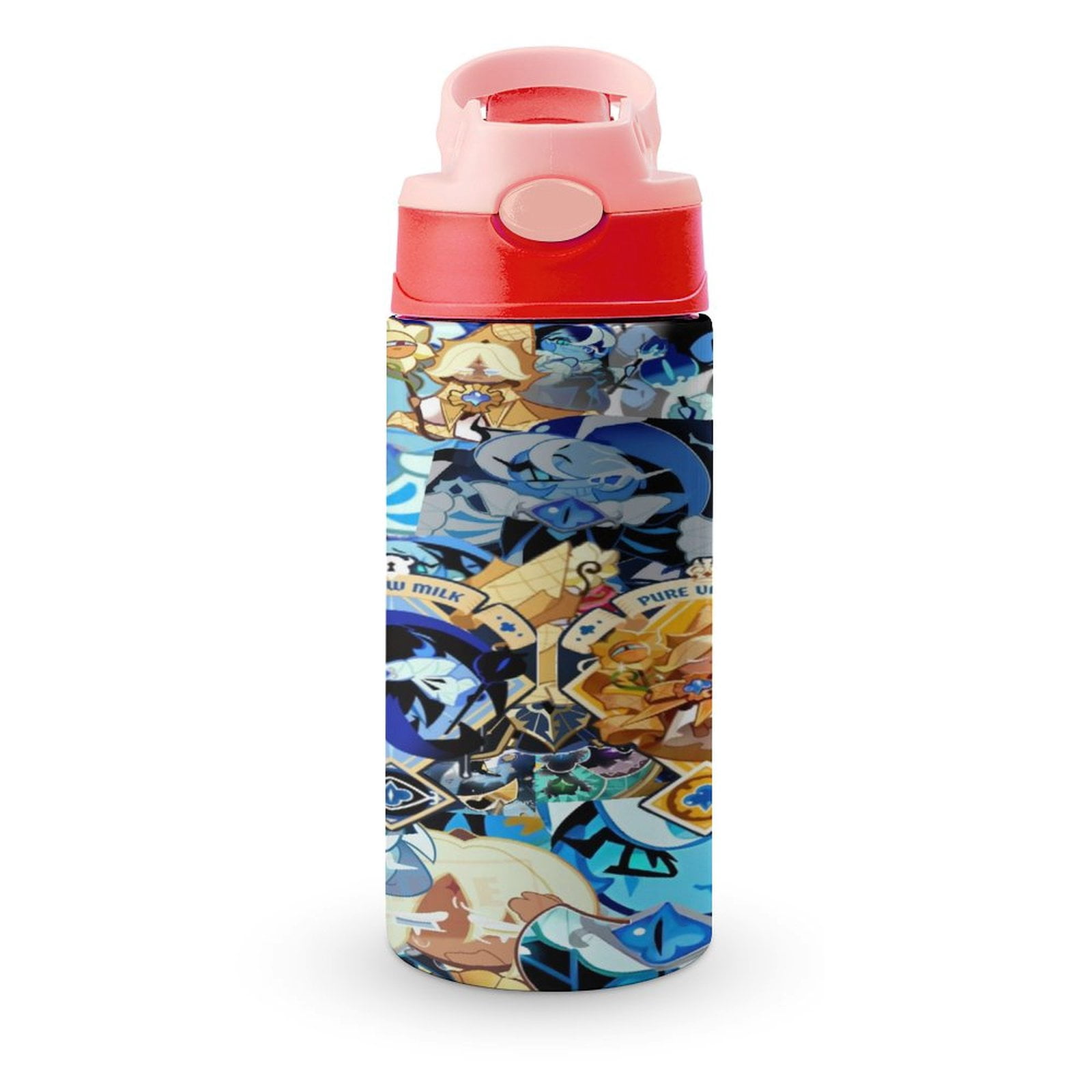 Kids Shadow Milk Cookie Water Bottle with Straw Lid Vacuum Insulated ...