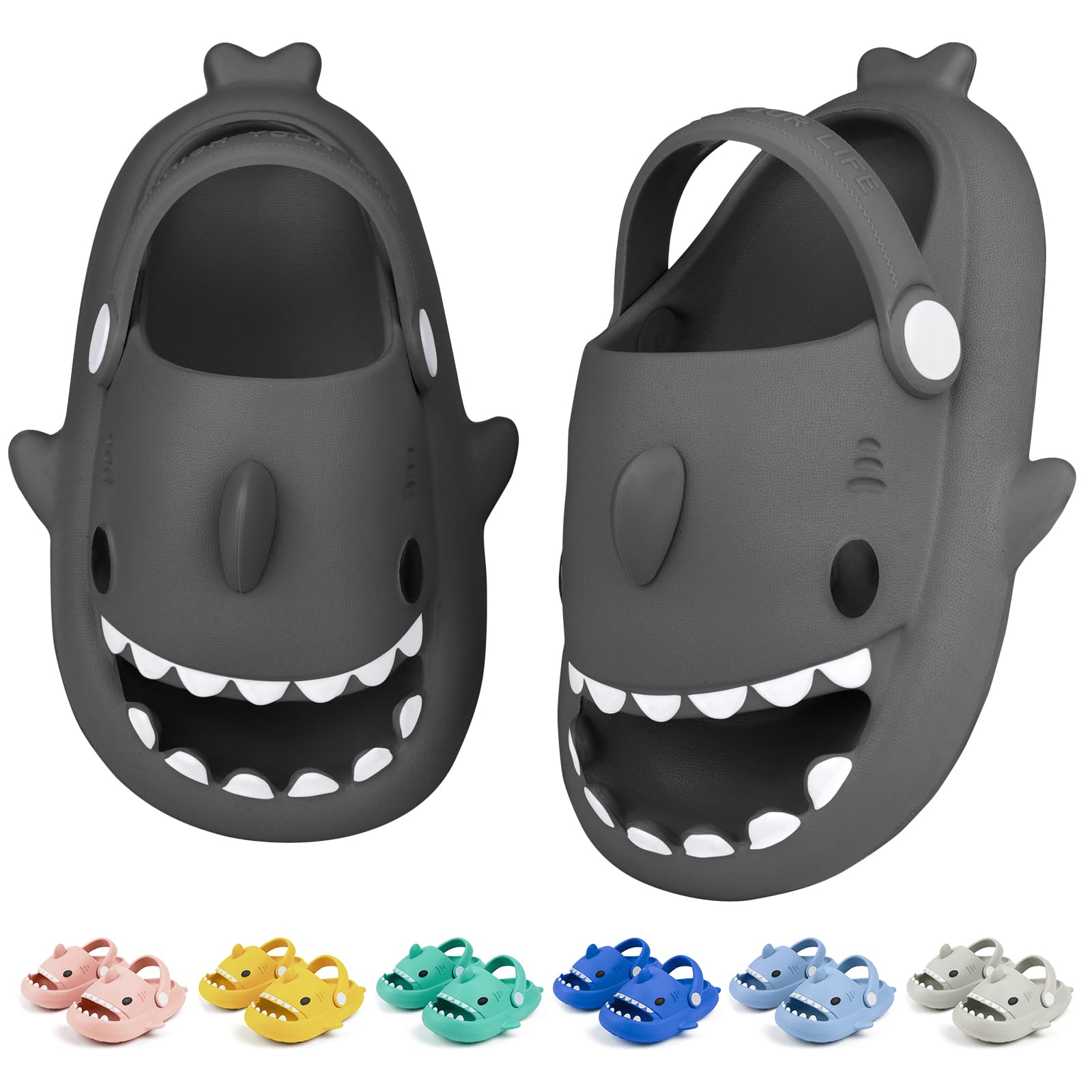 Kids Shark Cloud Slides Toddler Boys Girls Shower Slippers Boys Girls ...