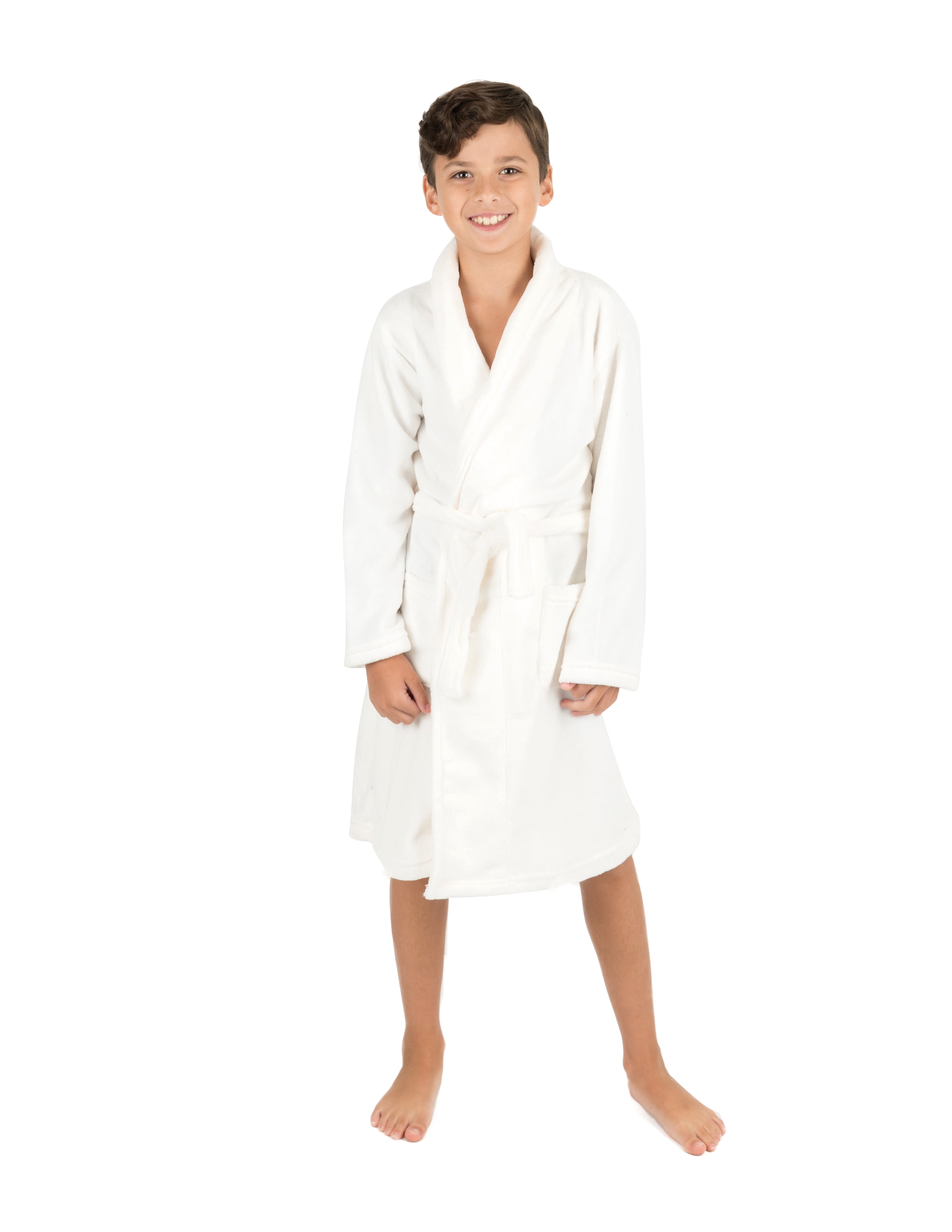 Kids Shawl Collar Fleece Robe White 10 Year - Walmart.com