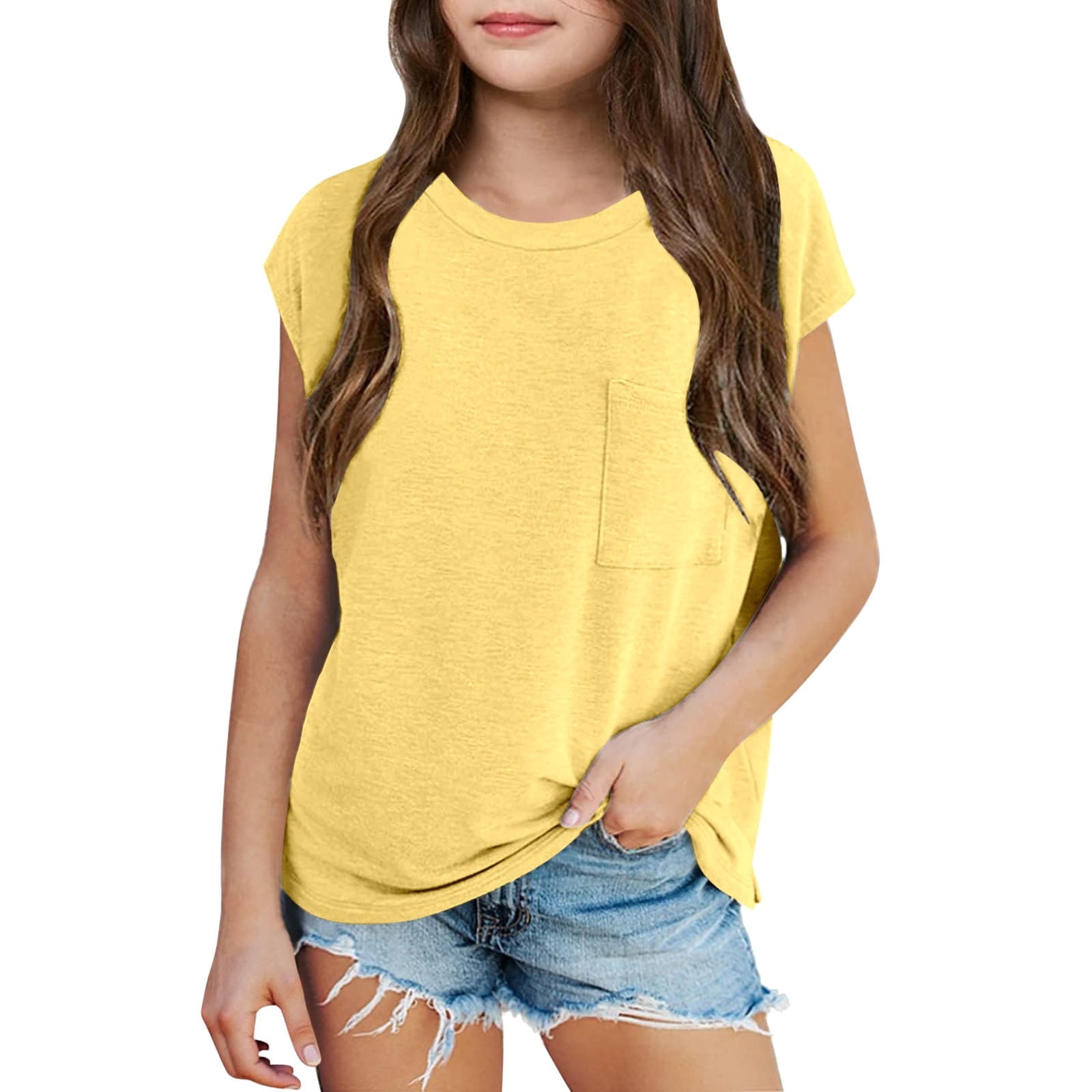 Kids Shirts For Girls Solid Short Sleeve Shirt For Girls Oversized ...
