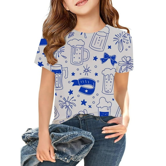 Kids Shirts for Girls White Printed Short Sleeve Shirt for Girls ...