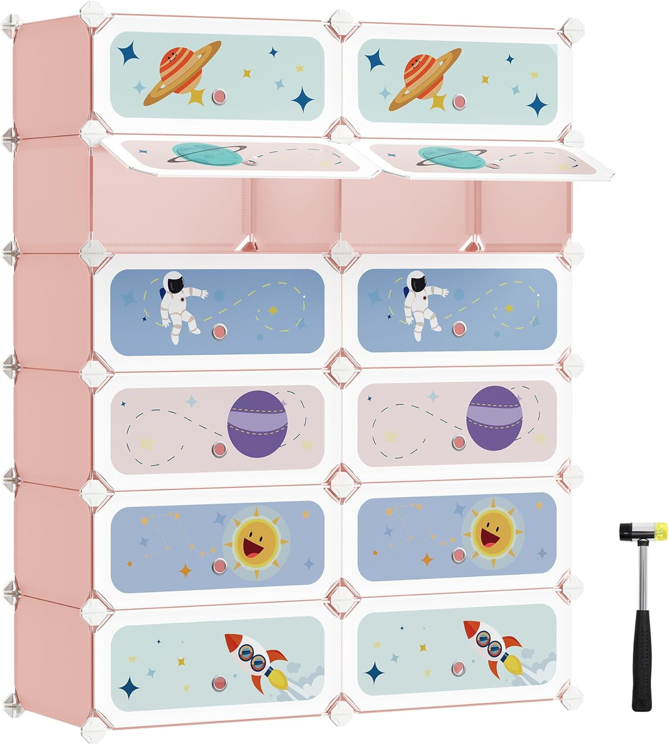 Kids' Shoe Rack with Doors, 12-Slot Stackable Storage Organizer ...