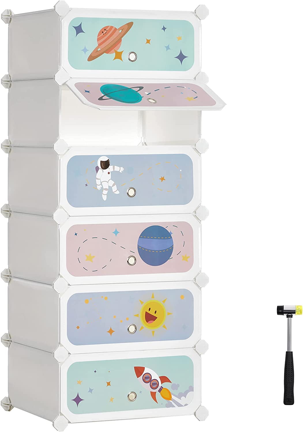 Kids' Shoe Rack with Doors, 6-Slot Stackable Storage Organizer, Plastic ...