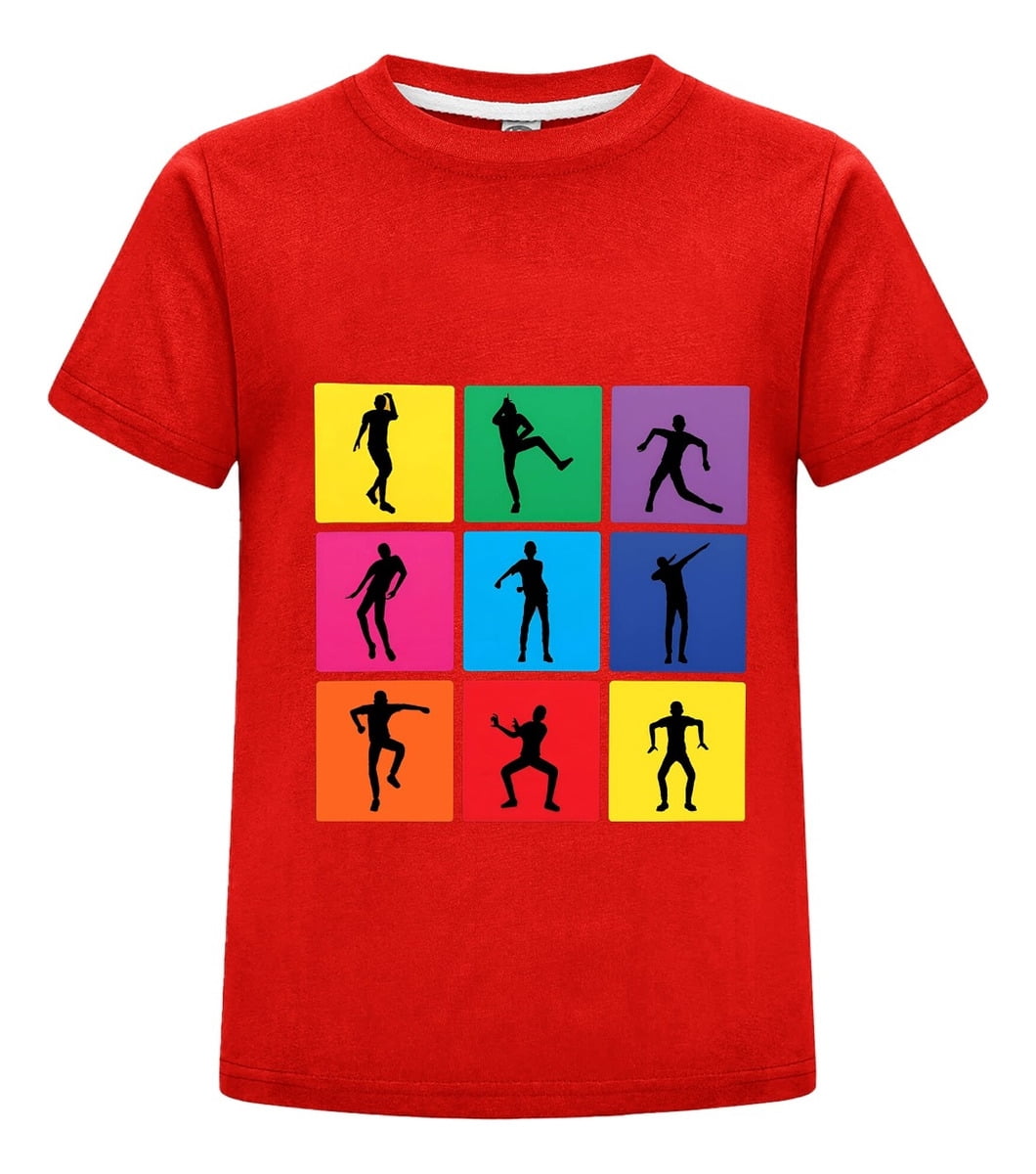 Kids Short Sleeve Tee – Boys Girls Fortnite Design with Colorful ...