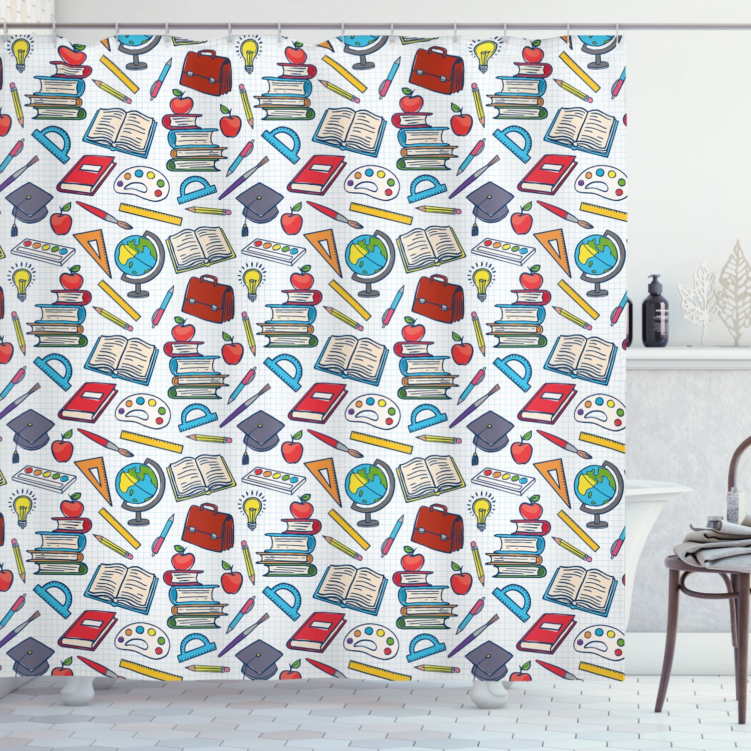 Ambesonne Science Shower Curtain, Student Supplies, 69"Wx70"L ...