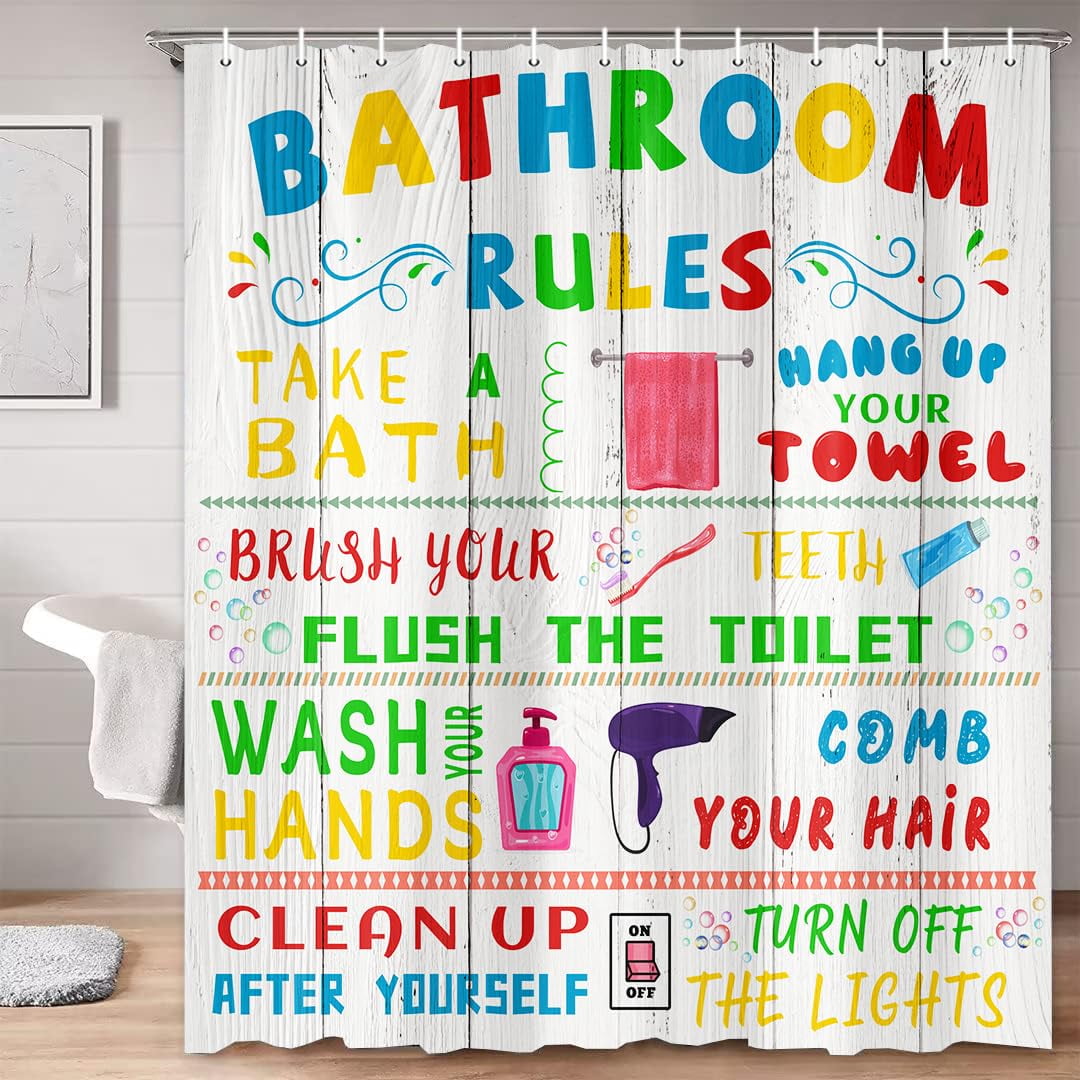 Kids Shower Curtain, Funny Teen Boy Girl Shower Curtain Set for College ...