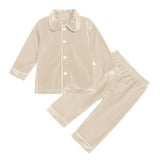 Kids Silk Pajamas Girls Coat Style Girls' Pajama Sets Button-Up Classic ...