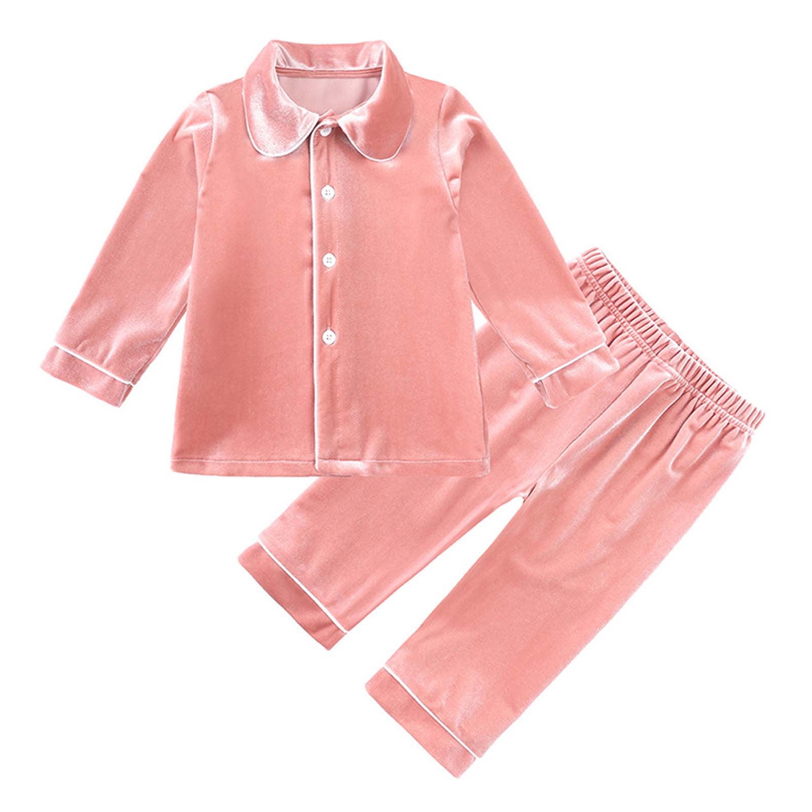 Kids Silk Pajamas Girls Coat Style Girls' Pajama Sets Button-Up Girls ...