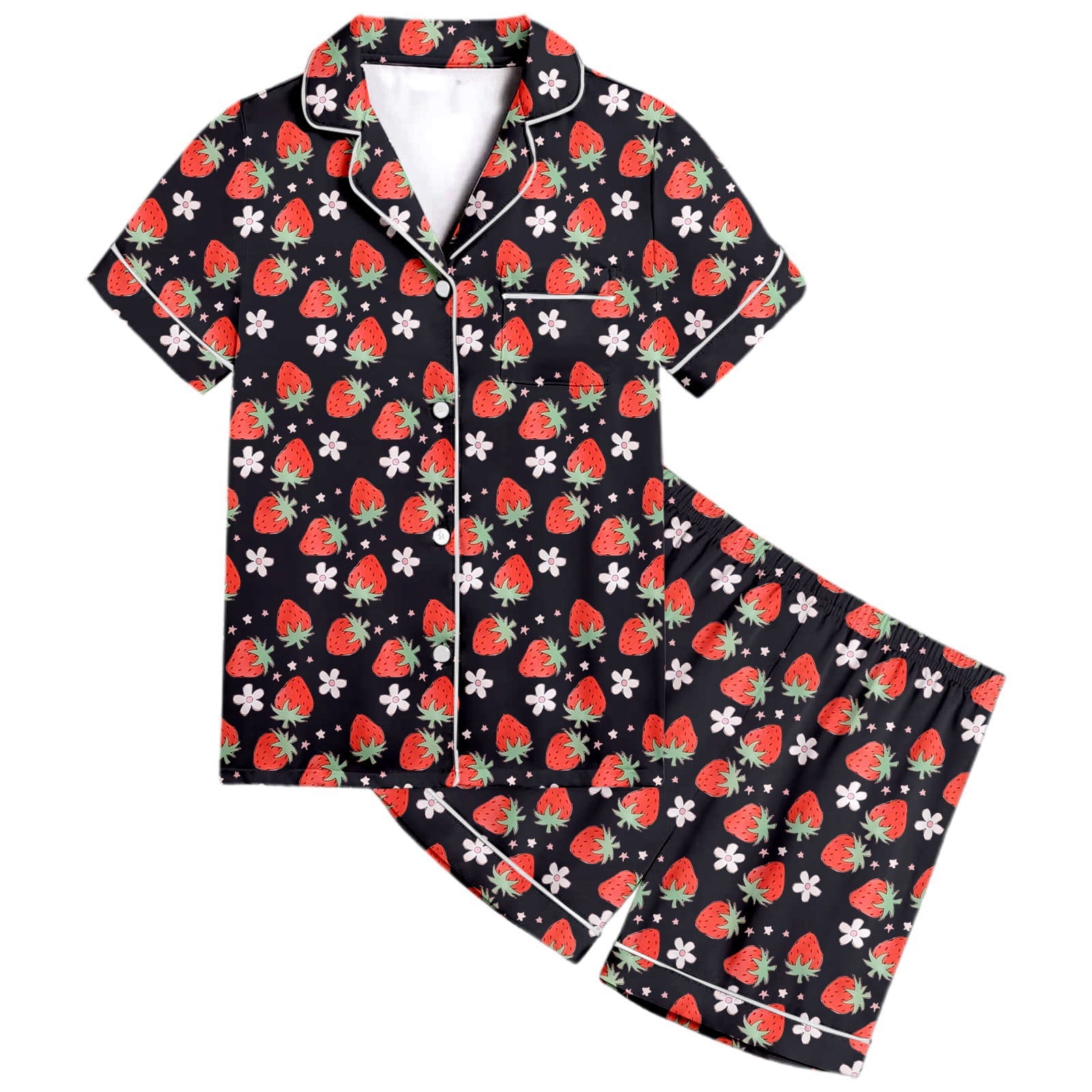 Kids Silk Pajamas Set Girls Button Down Pajamas Baby Girls Short Sets ...
