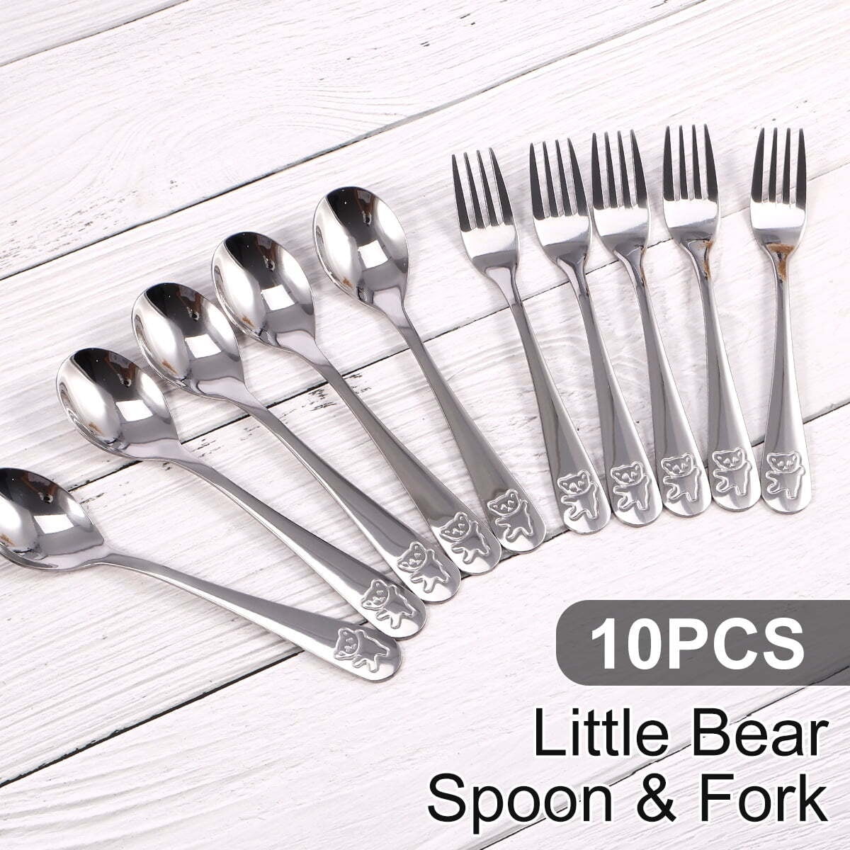 Kids Silverware Set, 10 Pieces Toddler Utensils, Stainless Steel ...