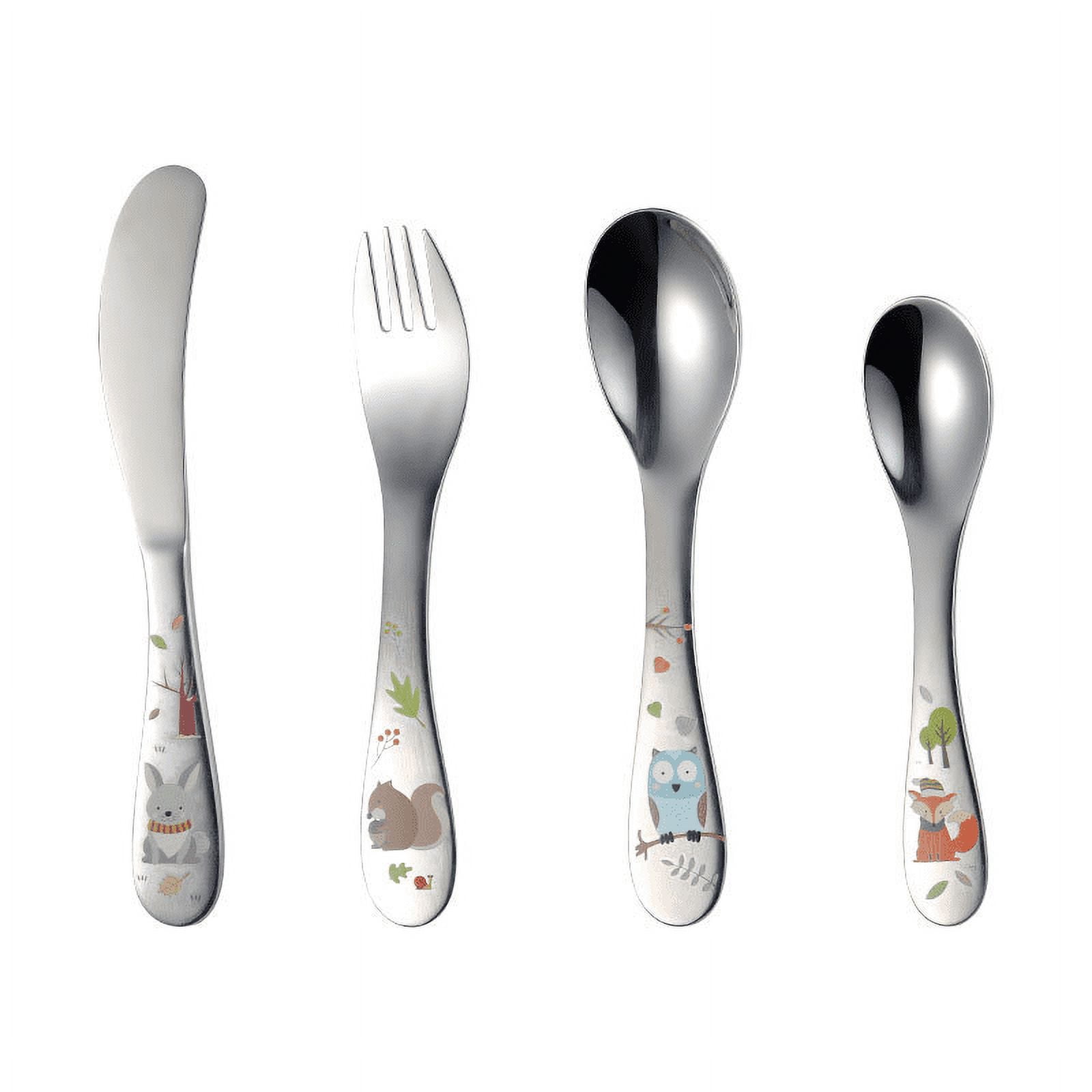 Kids Silverware Set, Stainless Steel Metal Toddler Utensils, Safe ...