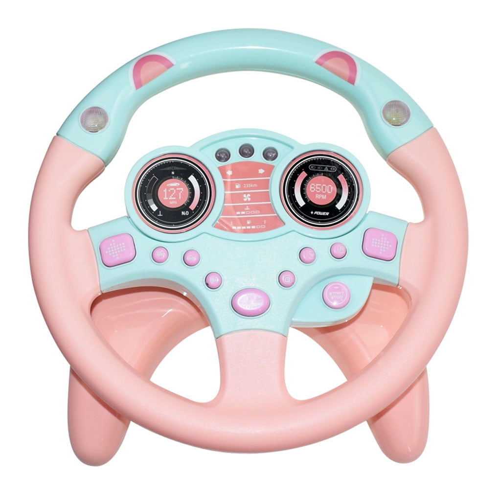 Kids Simulation Steering Wheel Toy, Pink Dashboard Driving Pretend Play ...