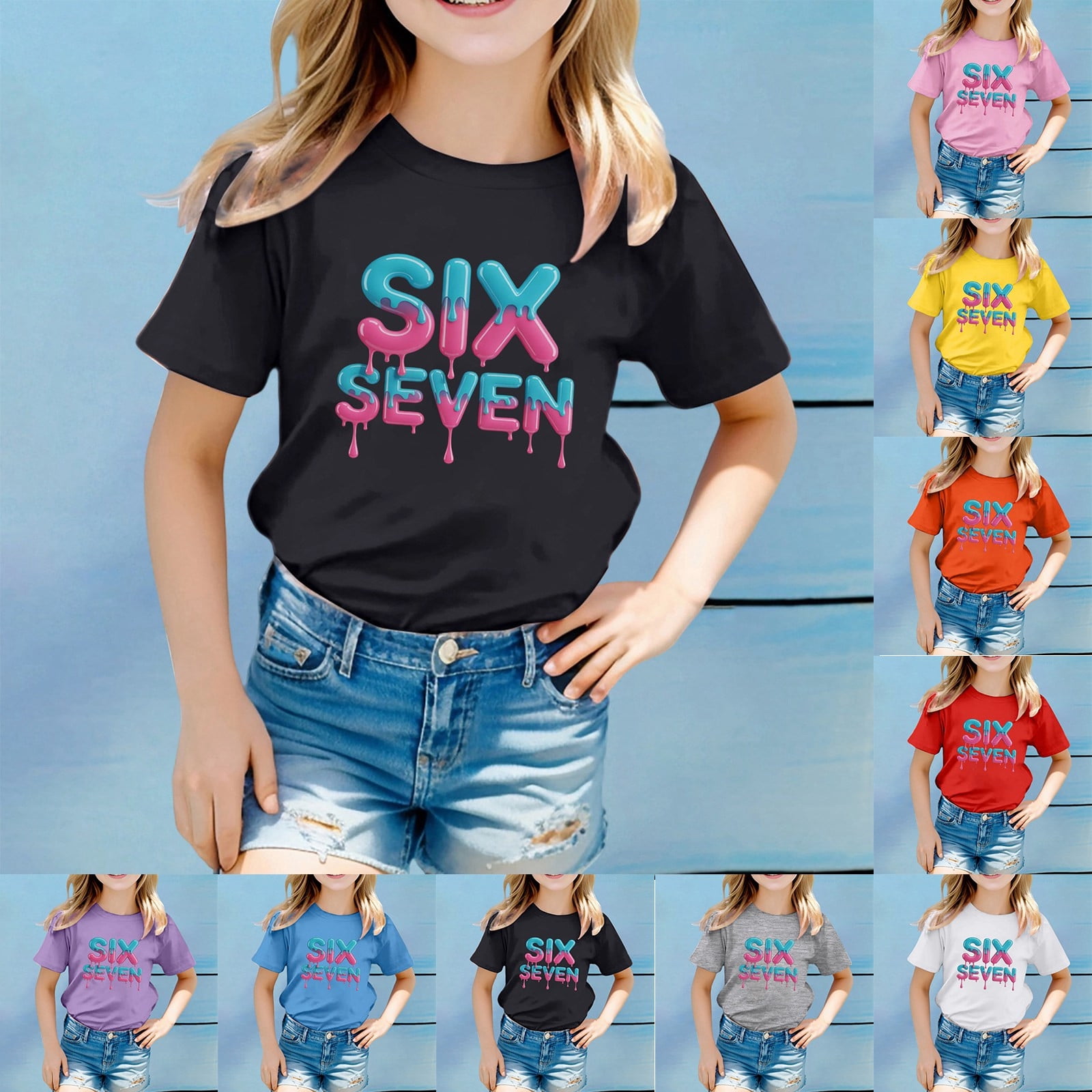 Kids Six Seven Graphic Short Sleeve T Shirts Casual Crewneck Tee ...