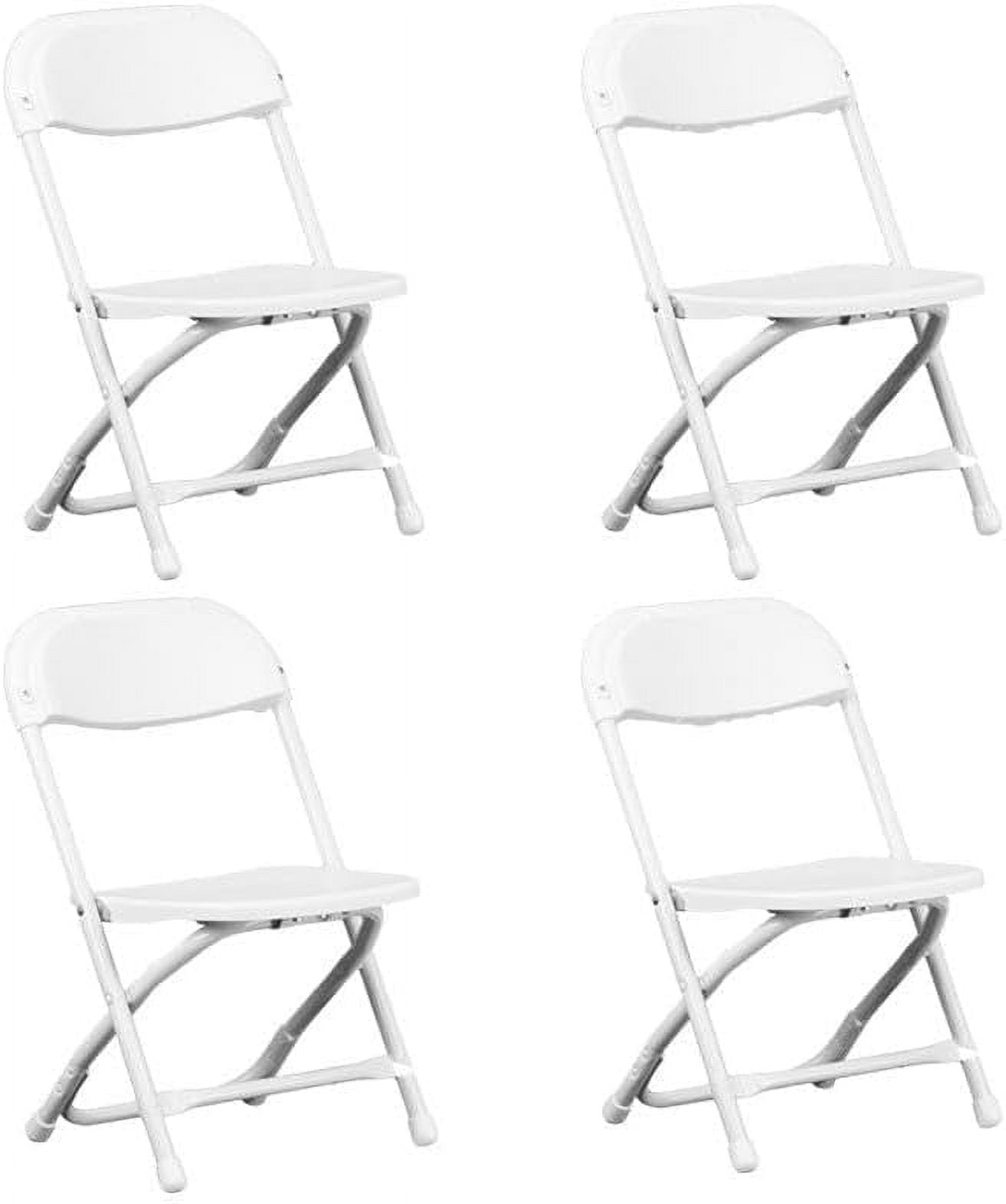 Kids Size Poly Plastic Chairs with Metal Frame 4 Pack White Heavy Duty ...
