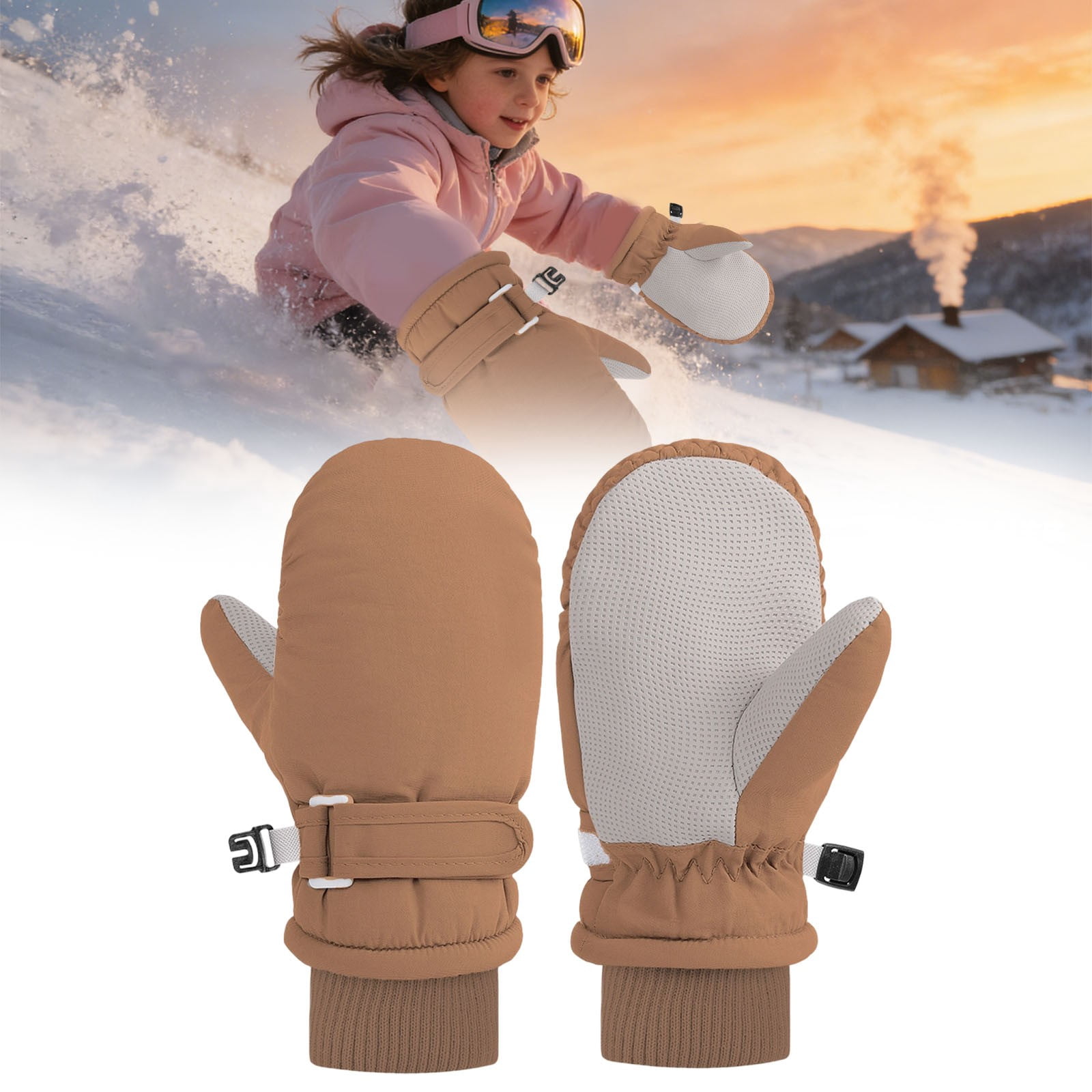 Kids Ski Mittens, Toddler Winter Gloves Fleece Lined and Waterproof ...