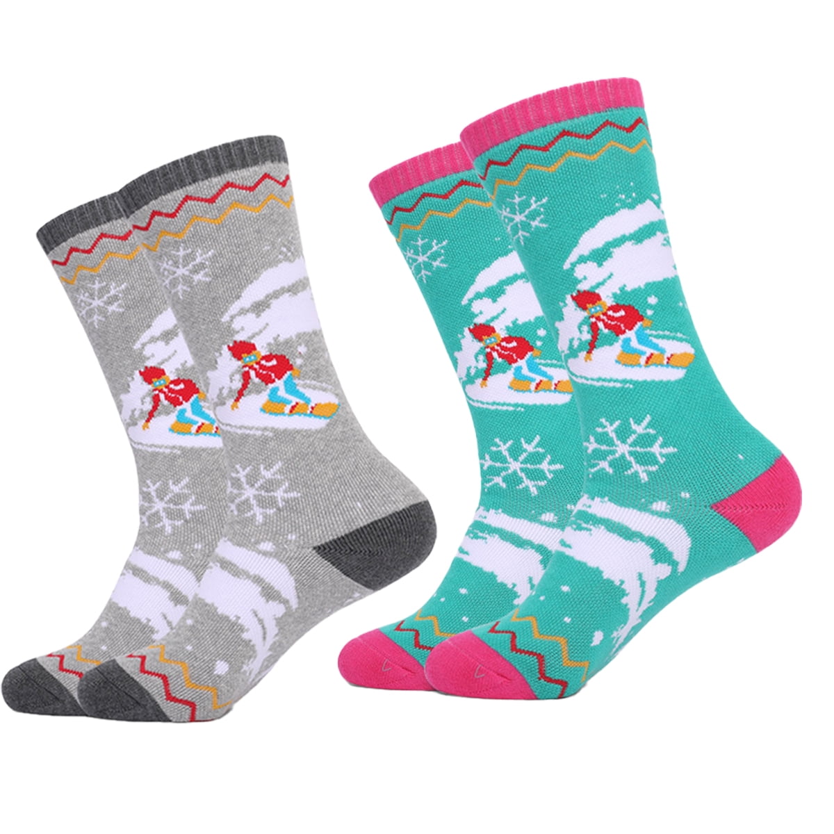 Kids Ski Socks, 2-Pair Pack Snowboarding Socks for Toddler Boys and ...
