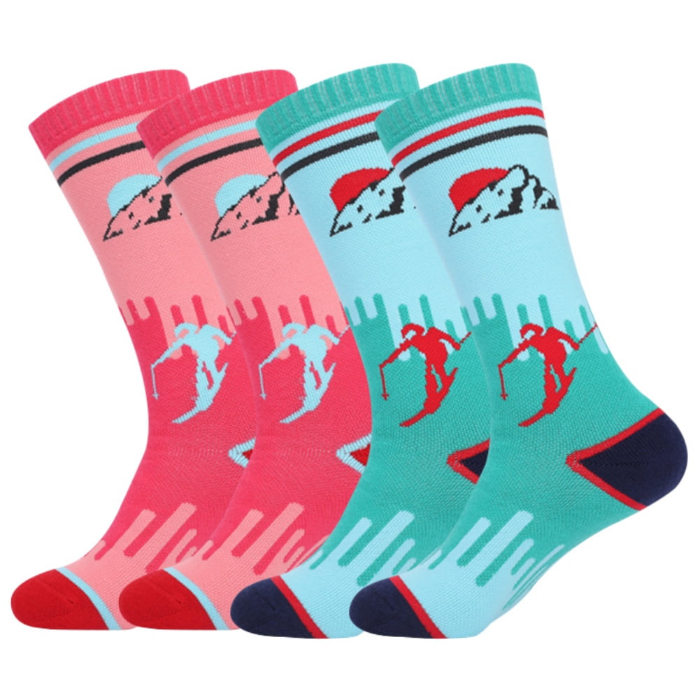 Kids Ski Socks, 2 Pair Warm Long Knee High Snow Winter Skiing ...