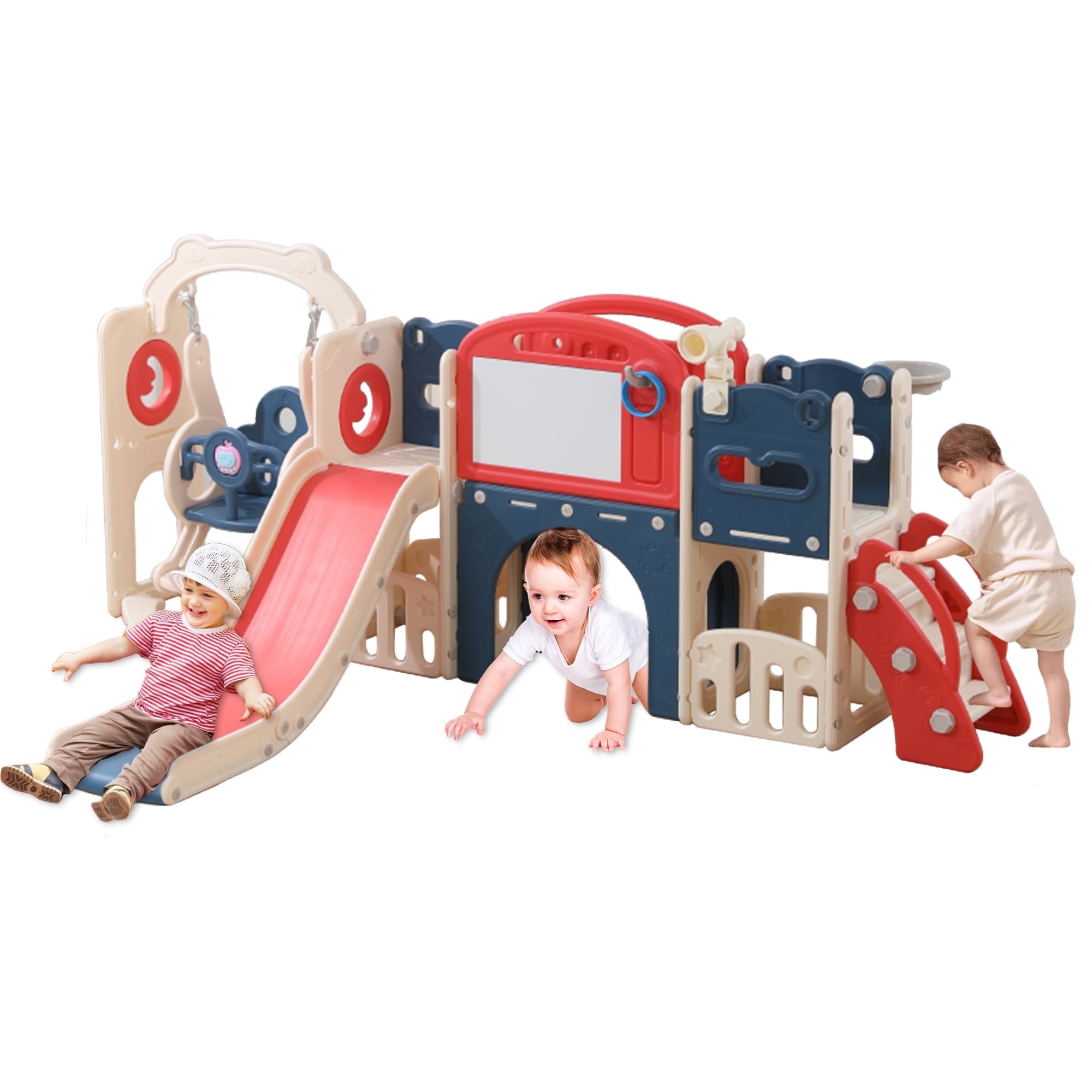 12-in-1 Kids Slide & Climber Playset for Toddlers 1-3 – Indoor/Outdoor ...
