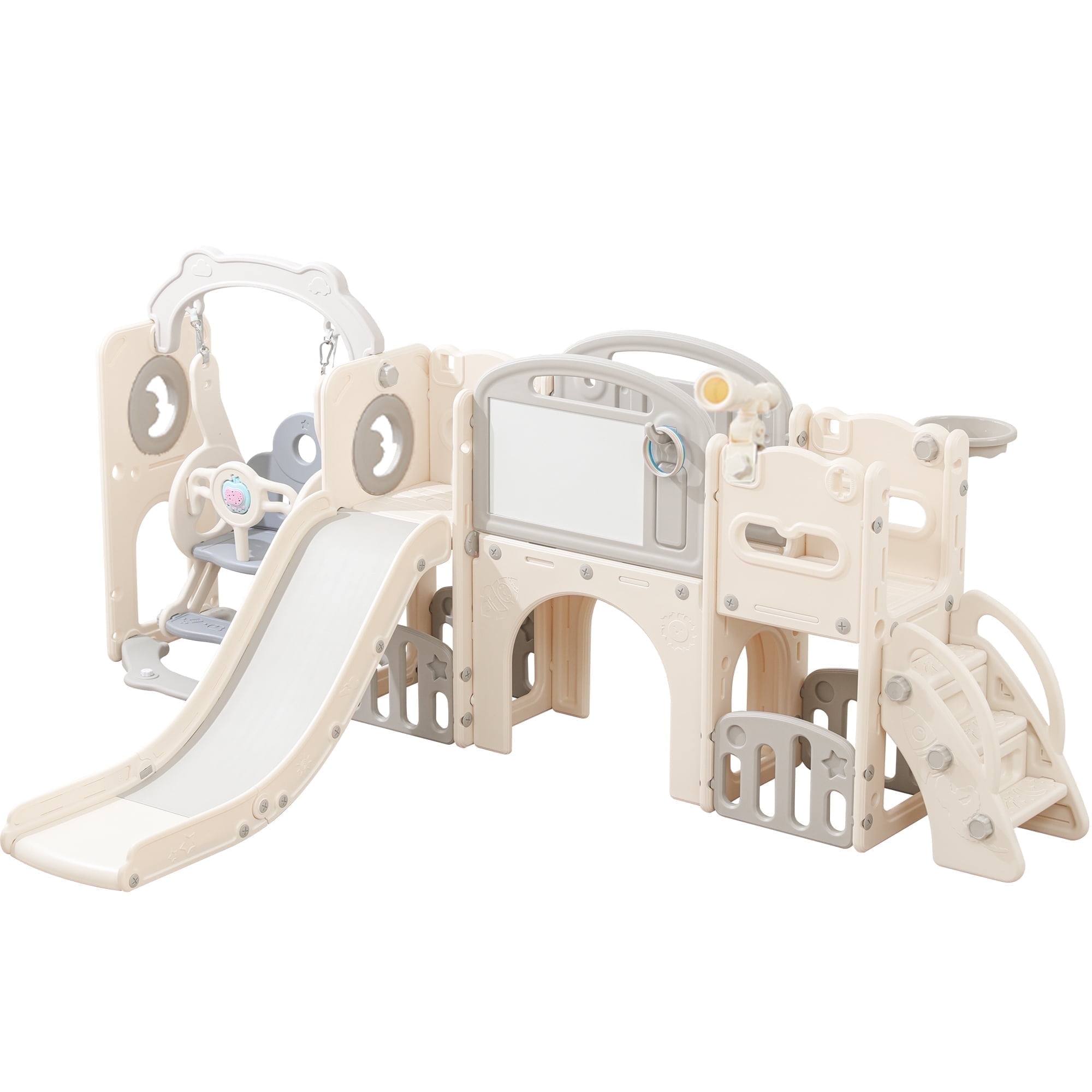 YUFER 8-in-1 Kids Slide & Climber Playset for Toddlers 1-3 – Indoor ...