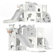 Children Castle Slide Play Slide with Basketball Hoop and Telescope Toy ...