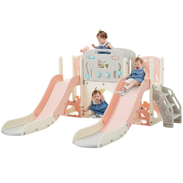 Kids Slide Playset Structure 8 in 1, Freestanding Ocean Themed Set with ...