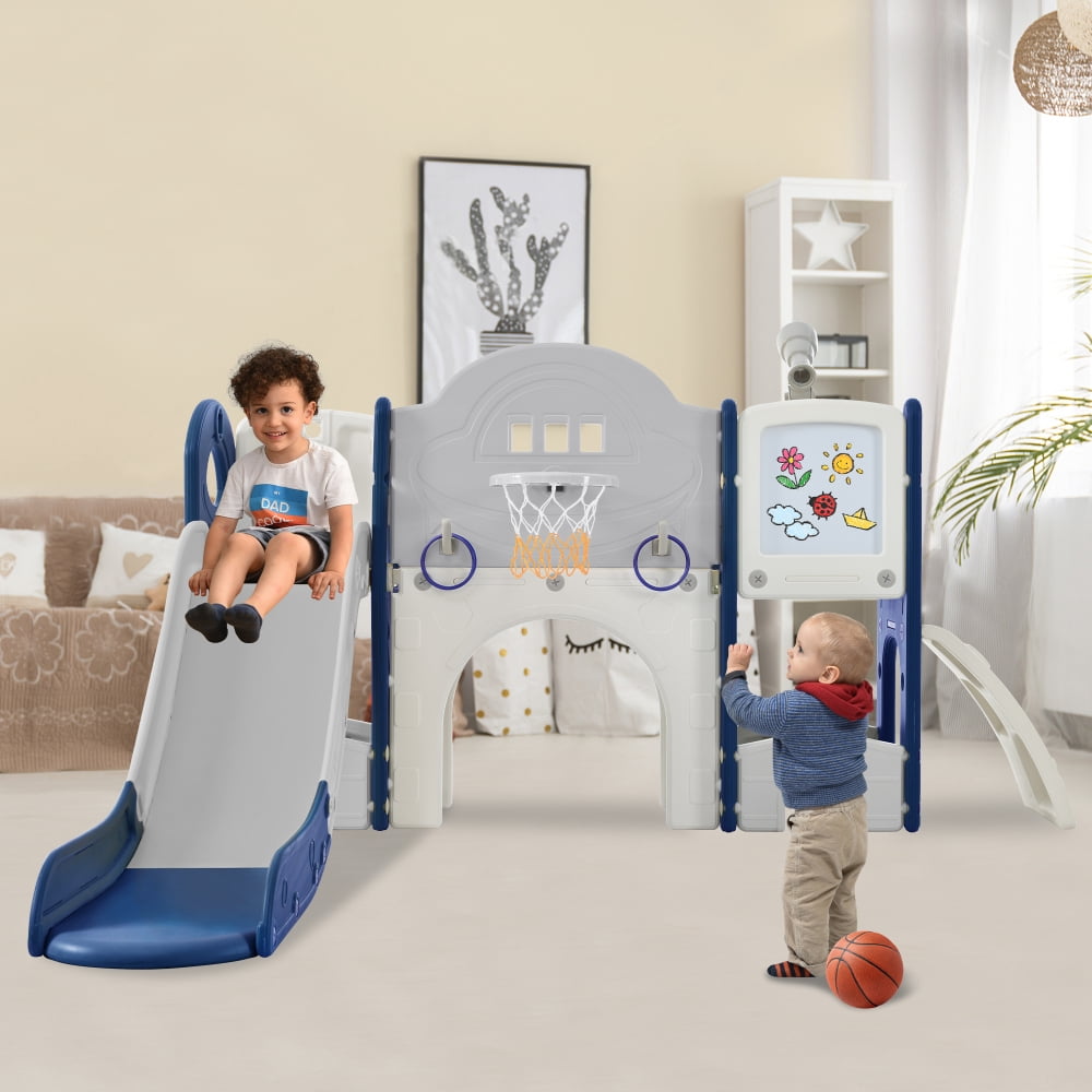 Kids Slide Playset Structure 9 in 1, Freestanding Spaceship Set with ...
