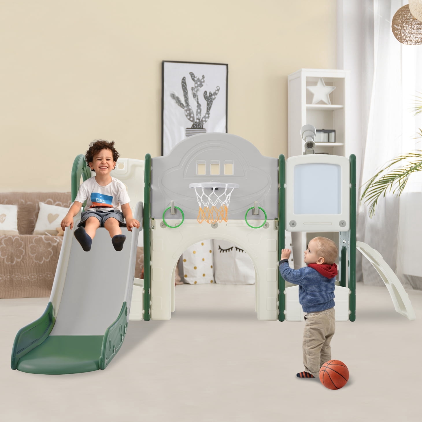 Kids Slide Playset Structure 9 in 1, Freestanding Spaceship Set with ...