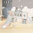 Kids Slide Playset Structure, Freestanding Castle Climber with Slide ...