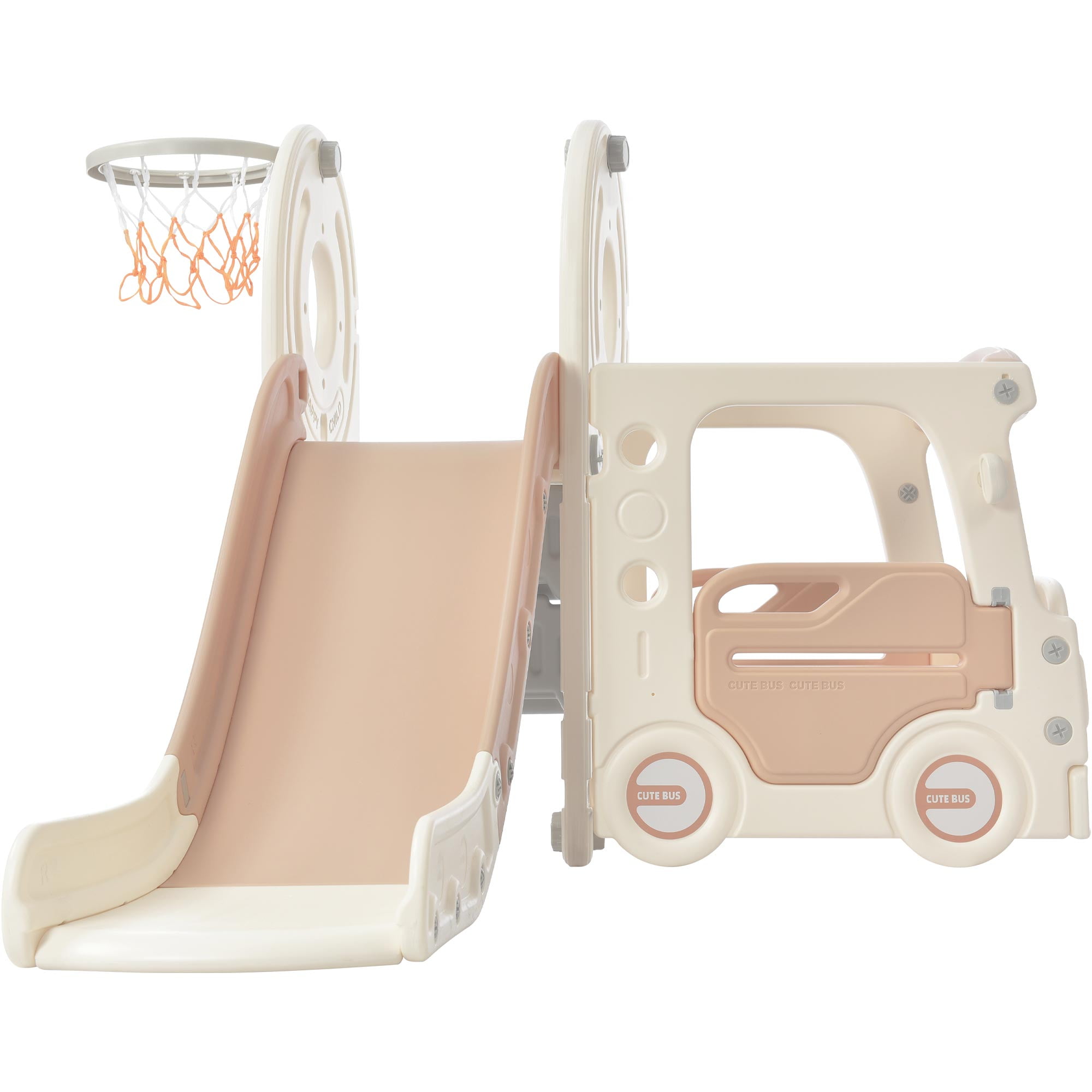 Kids Slide Swing Set with Basketball Hoop, Freestanding Climber Swing ...