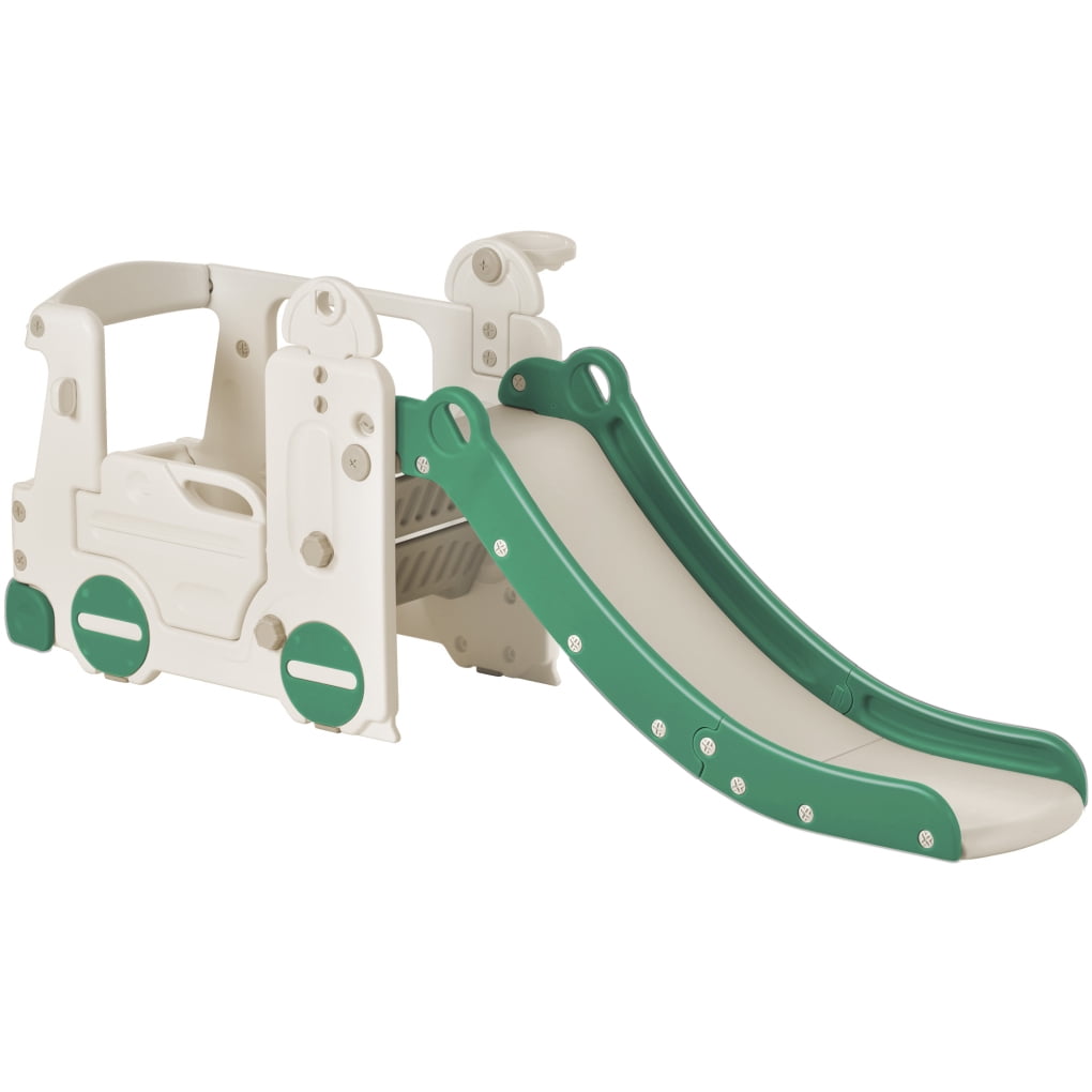 Kids Slide with Bus Climbing Playset, Bus Climber Slide Set with ...