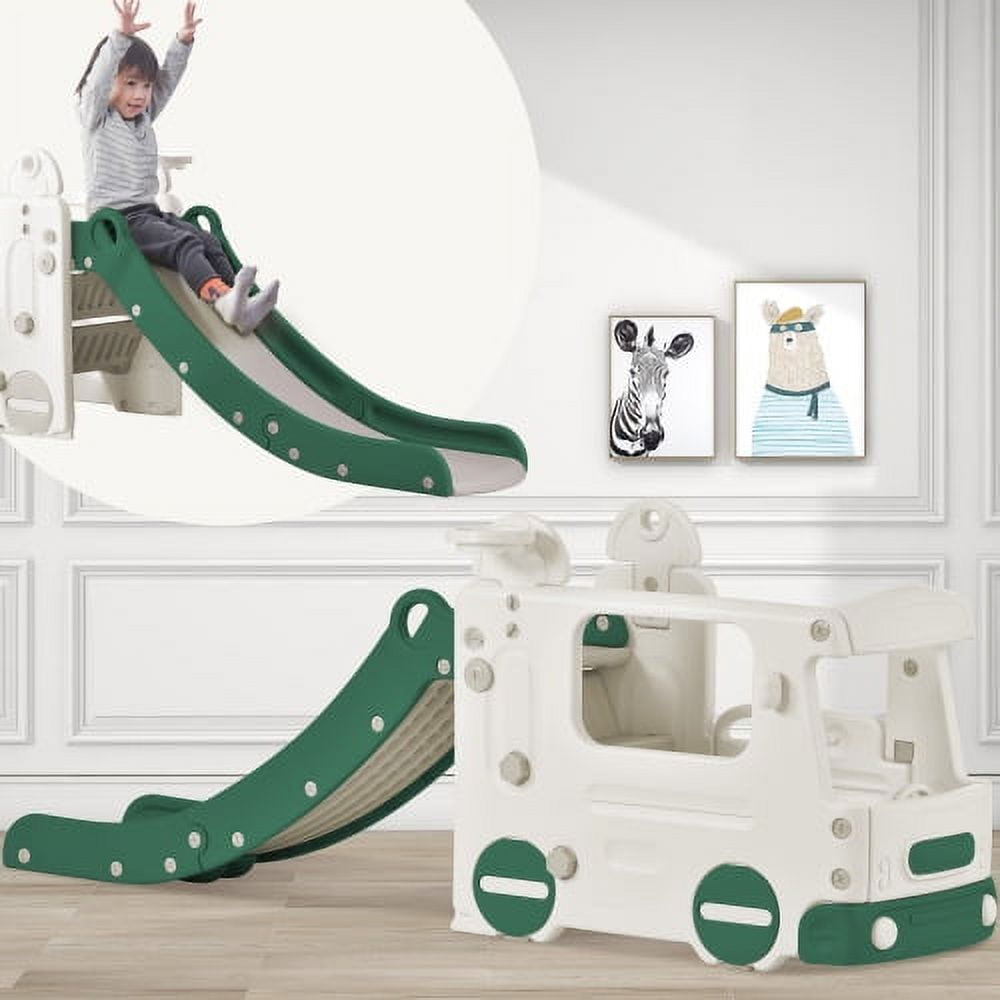Kids Slide with Bus Play Structure Climber, Freestanding Bus Climber ...