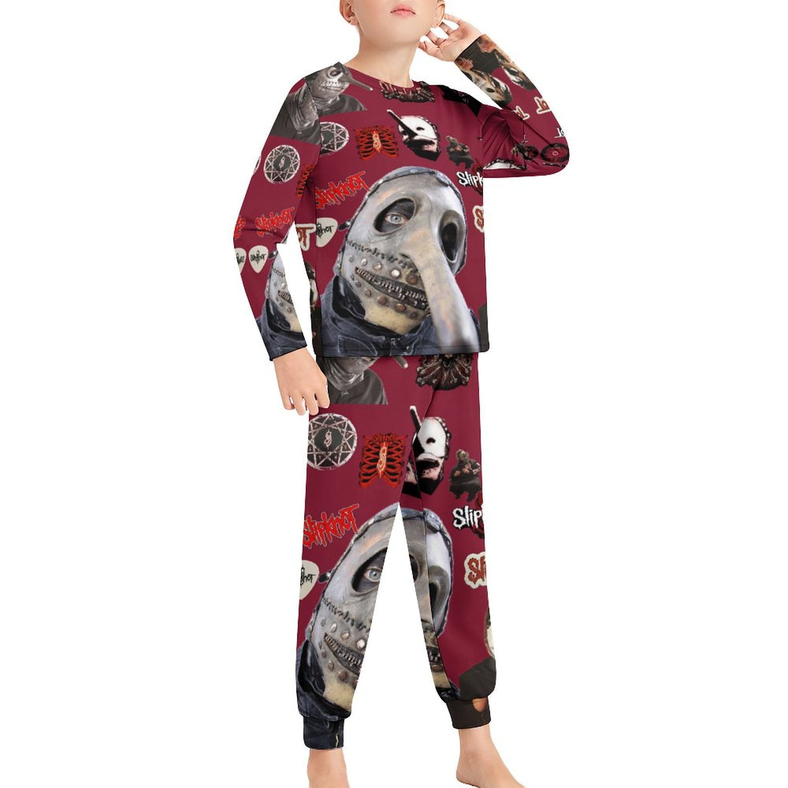 Kids Slip-Kno Pajama Long Sleeve Sleepwear Pant Set Cute Nightclothes ...
