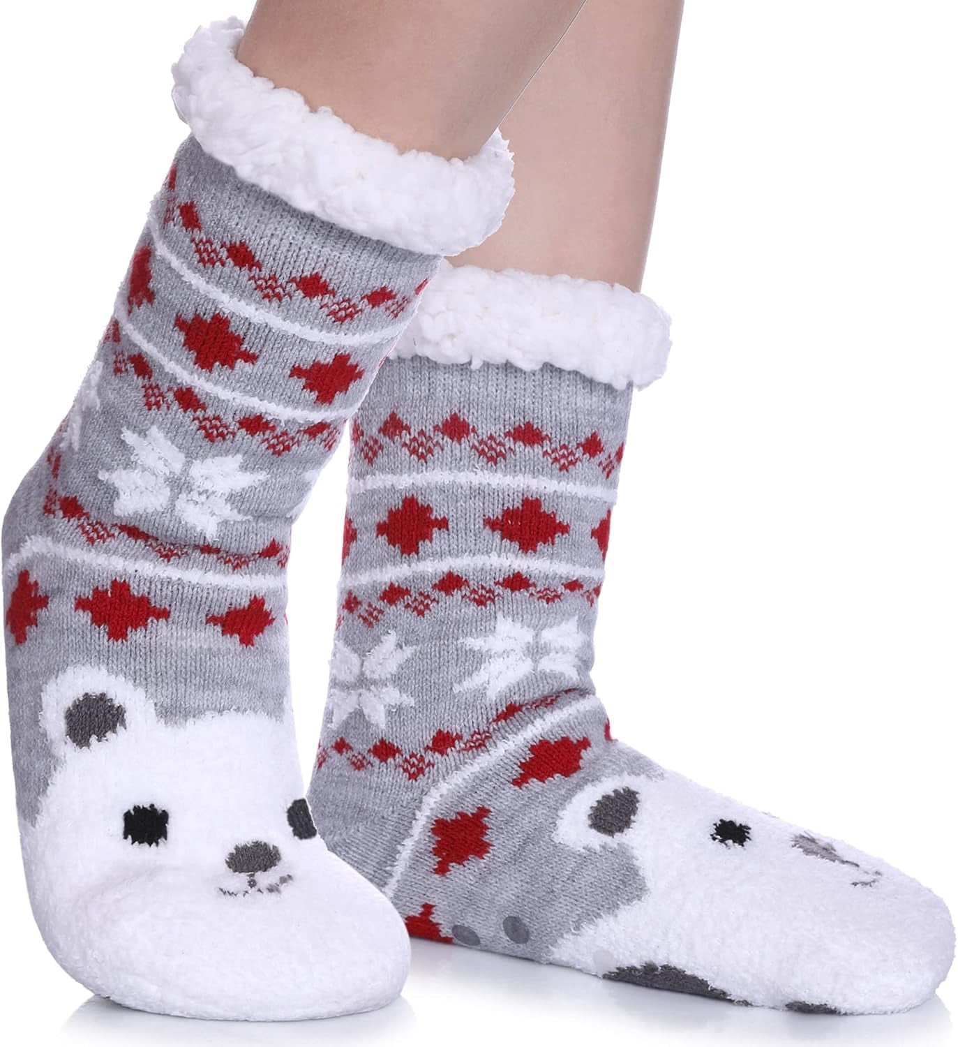 Kids Slipper Socks Boys Girls Fuzzy Soft Thick Cozy Warm Fleece lined ...