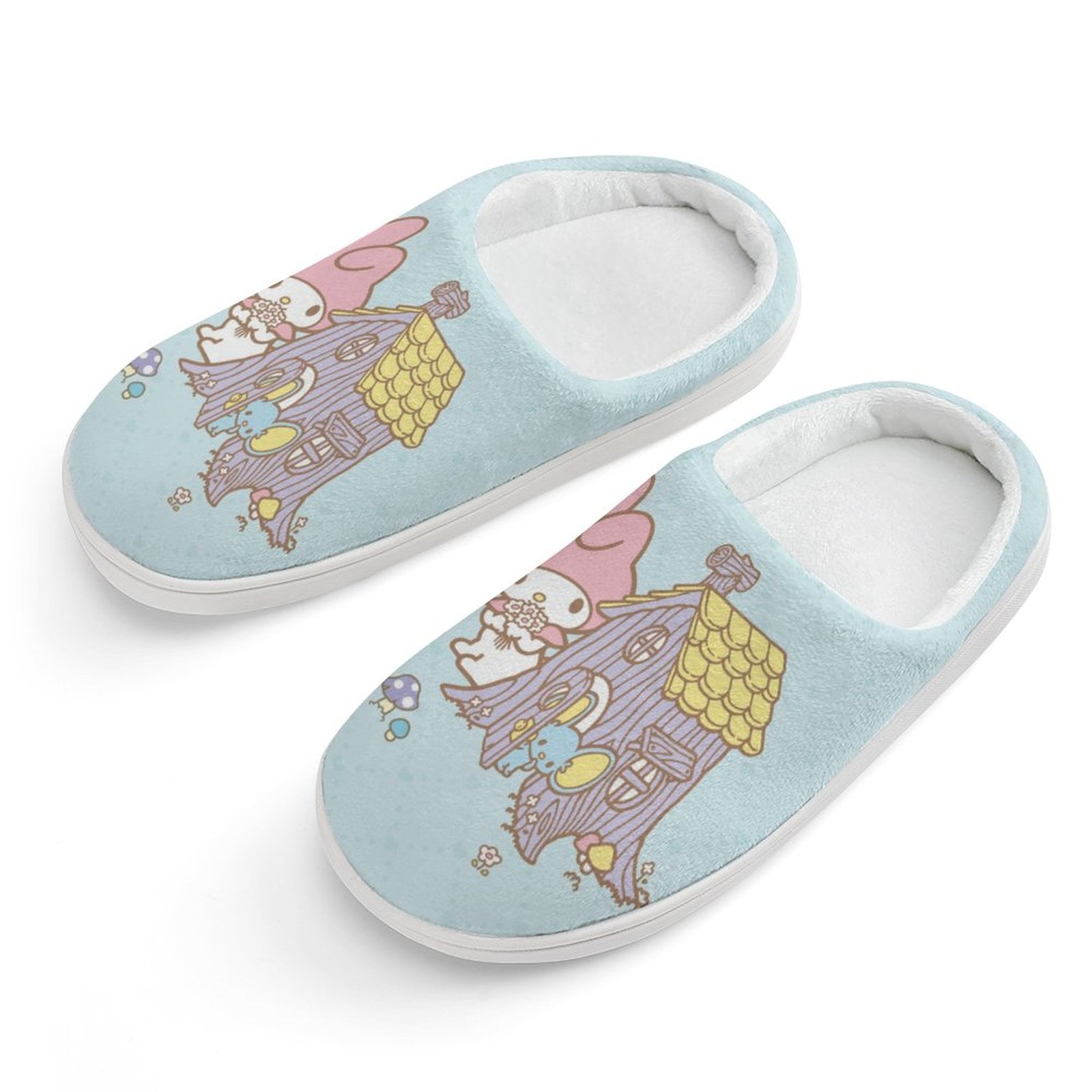 Kids Slippers Kuromi And My Melody House Slippers Warm Soft Plush ...