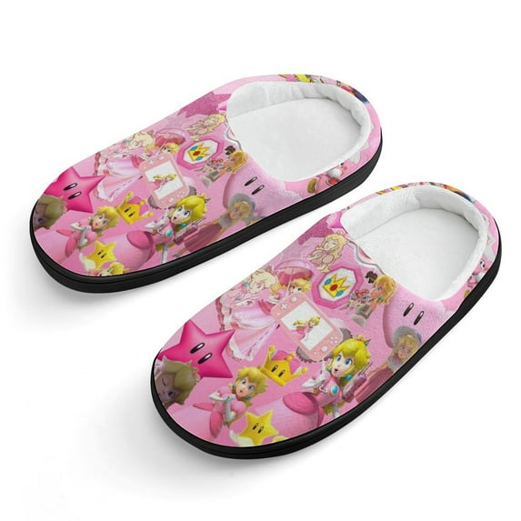 Kids Slippers Super Mario Princess Peach House Slippers Warm Soft Plush ...