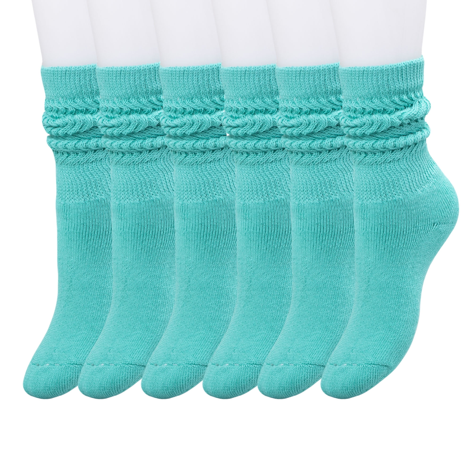 Kids Slouch Socks for Girls Cotton Turquoise 6 Pairs 9-12 Years Old ...